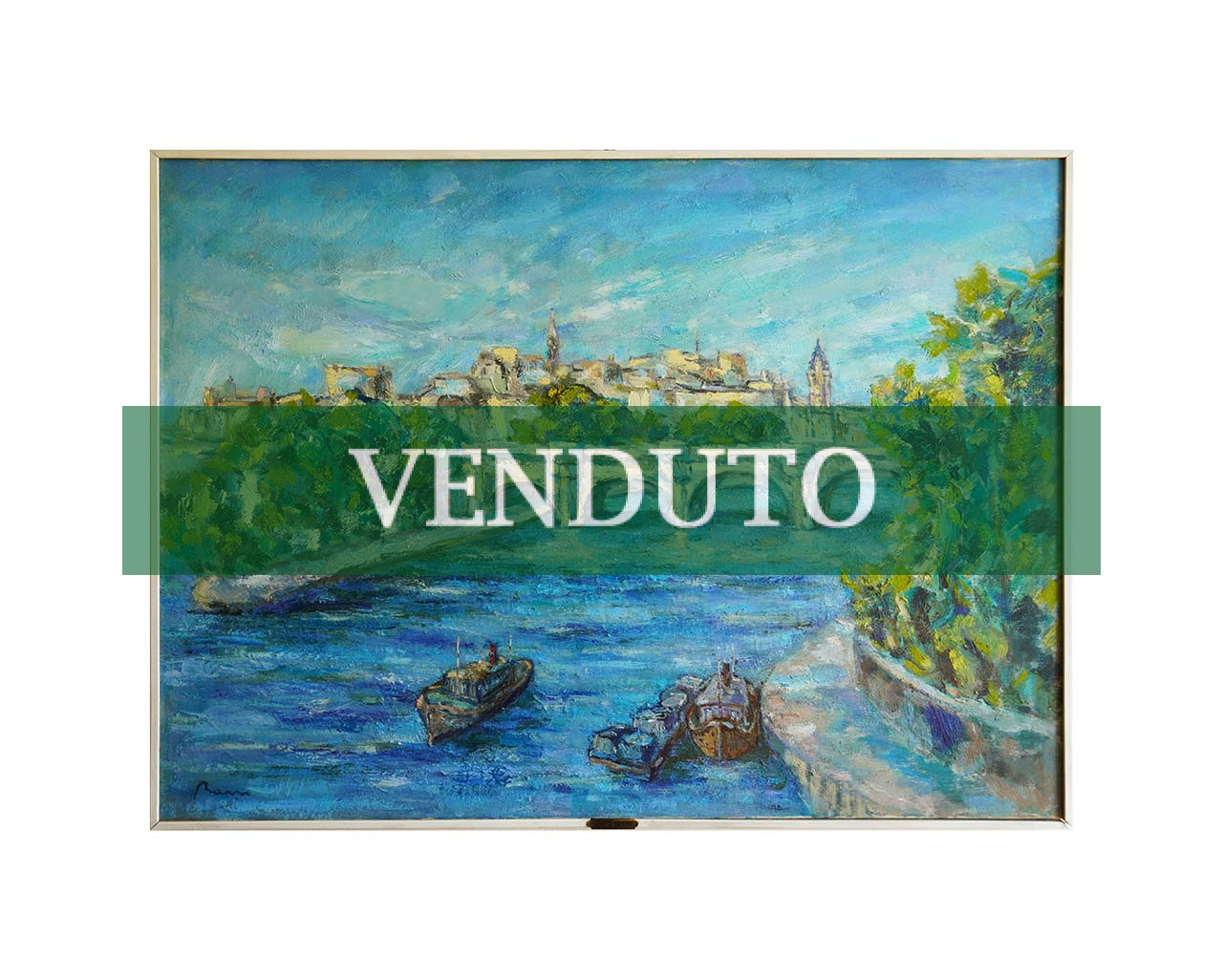 Guido Basso “Le Pont Neuf”, olio su tela - Antichità Viani